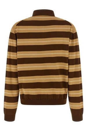 Miu Miu Long-sleeved Knitted Striped Polo Shirt