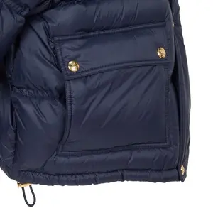 Celine Puffer Jacket In Light Nylon With High Collar And Triomphe Snaps - Blue