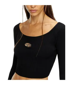 DIESEL® M-vera Cropped Knit Top - Black