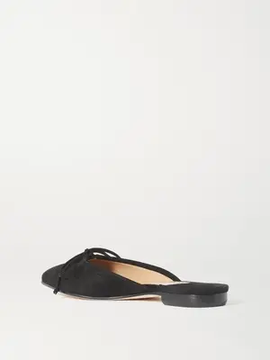 Manolo Blahnik Suede Bow Detail Mules - Black