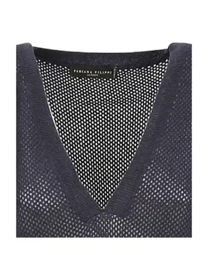 Fabiana Filippi V-neck Openwork Short Sleeve Top