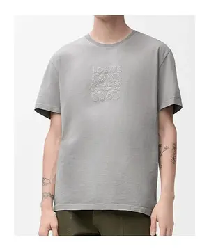 Loewe Anagram-embroidered Crew Neck T-shirt - Light Gray