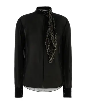 Isabel Marant Étoile Elaura Satin Pussy Bow Blouse - Black