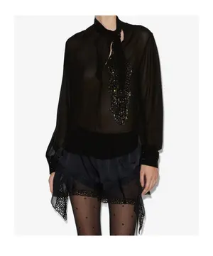 Isabel Marant Étoile Elaura Satin Pussy Bow Blouse