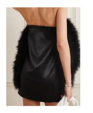 16Arlington Blaise Strapless Feather-trimmed Mini Dress