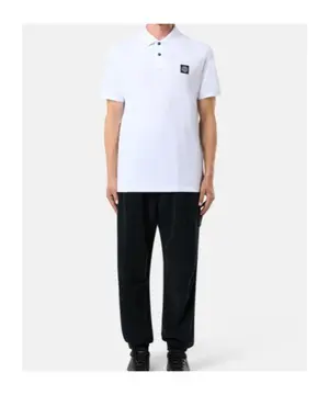 Stone Island Logo Patch Short-sleeved Polo Shirt - White