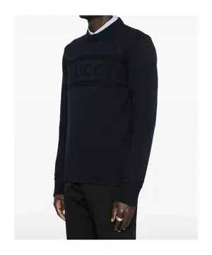 Gucci Logo Intarsia Knit Jumper - Black