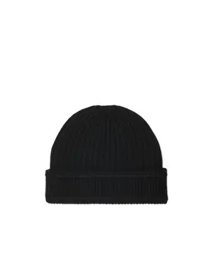 Burberry Ribbed-knit Beanie With Logo Embroidery - Black