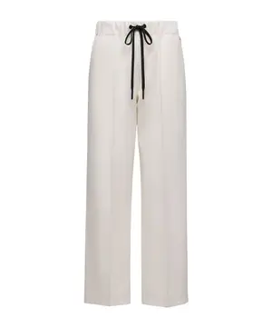 Moncler Logo Embroidered Drawstring Waist Pants - White
