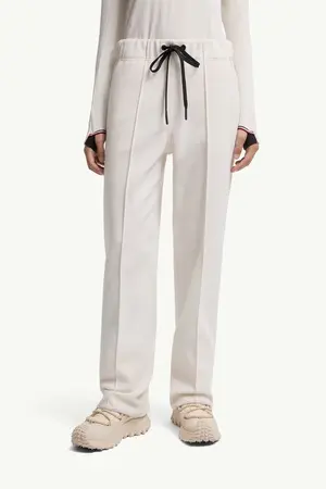 Moncler Logo Embroidered Drawstring Waist Pants - White