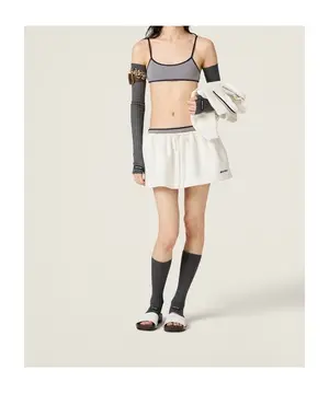 Miu Miu Bonded Piqué And Technical Jersey Miniskirt