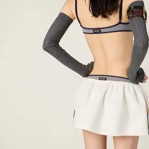 Miu Miu Bonded Piqué And Technical Jersey Miniskirt