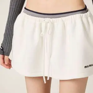 Miu Miu Bonded Piqué And Technical Jersey Miniskirt