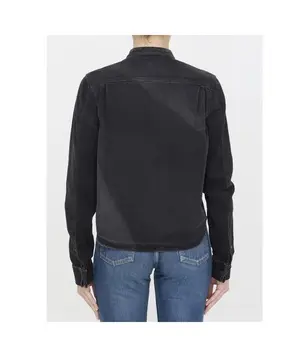 Loewe Pleated Band Collar Shirt - Black