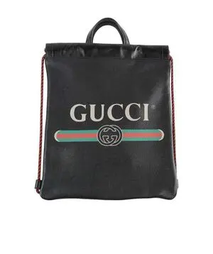 Gucci Logo Drawstring Backpack - Black