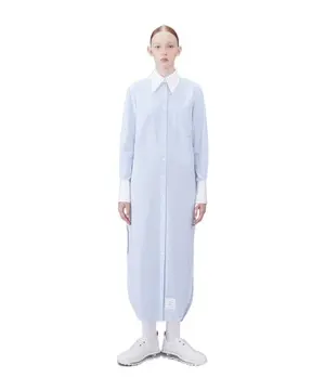 Thom Browne Striped Silk Shirt Dress