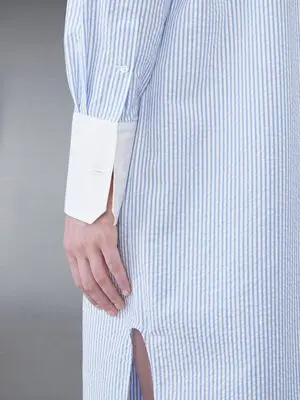Thom Browne Striped Silk Shirt Dress