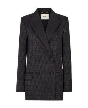 Fendi Ff Motif Double-breasted Jacket - Black