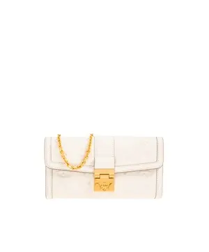 Mcm Embossed Logo Wallet With Chain Strap - White