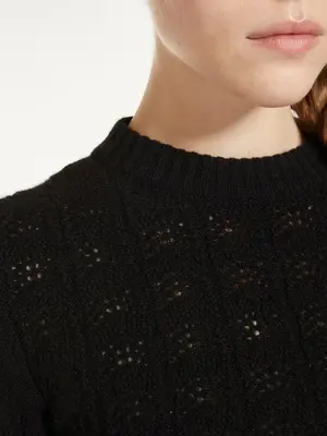Sportmax Cashmere Blended Cropped Sweater With Geometric Design - Black