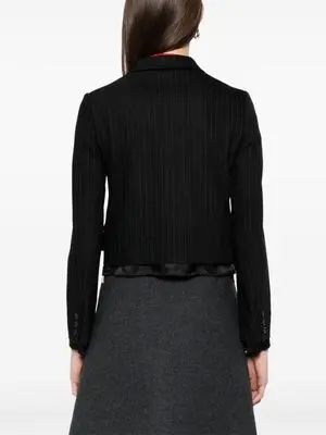 Miu Miu Pinstriped Tailored Jacket With Tassel Trims - Black