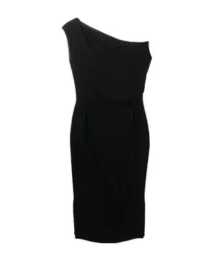 Alexandre Vauthier Logo Dress One Shoulder Design With Side Slit - Black