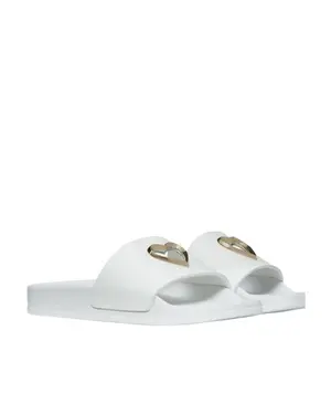 Red Valentino Open Toe Slides With Heart Detail