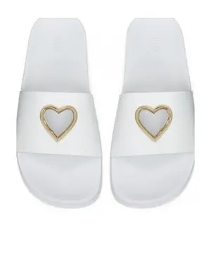 Red Valentino Open Toe Slides With Heart Detail