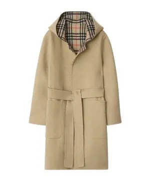 Burberry Belted Reversible Hooded Coat - Sand