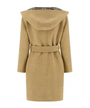 Burberry Belted Reversible Hooded Coat - Sand