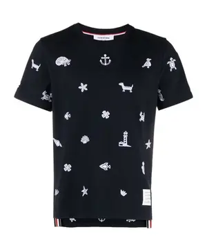 Thom Browne Jersey Nautical Short Sleeve T-shirt - Navy Blue