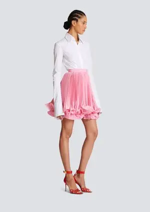 Balmain Pleated Ruffle Hem Mini Skirt