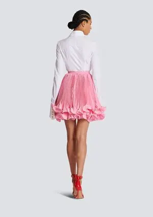 Balmain Pleated Ruffle Hem Mini Skirt