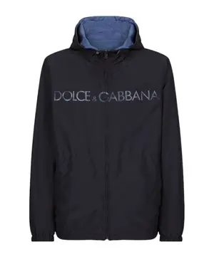Dolce & Gabbana Reversible Logo Print Hooded Jacket - Black