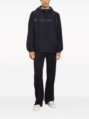 Dolce & Gabbana Reversible Logo Print Hooded Jacket - Black