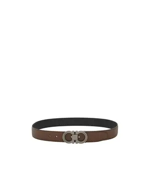 FERRAGAMO Salvatore Ferragamo Double-Sided Adjustable Waist Belt Clay/black