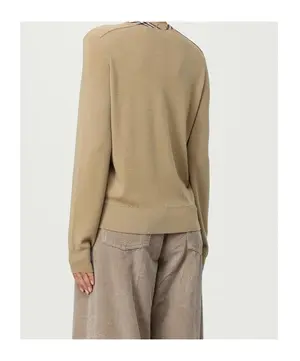 Burberry Checked-neck Buttoned Cardigan - Khaki