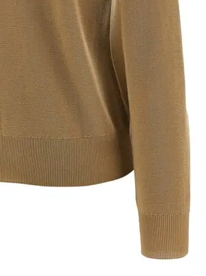 Burberry Checked-neck Buttoned Cardigan - Khaki