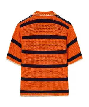 La DoubleJ Salt'n'vinegar Crocheted Striped Button-up Jacket