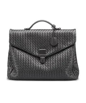 Bottega Veneta Intrecciato Weave Briefcase - Black