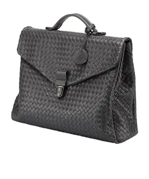 Bottega Veneta Intrecciato Weave Briefcase - Black