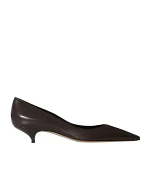 THE ROW Liliisa Kitten Two Pumps - Lacquer Brown