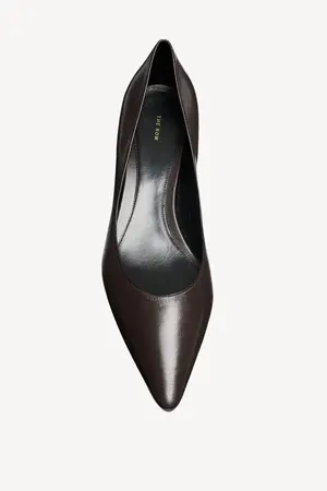 THE ROW Liliisa Kitten Two Pumps - Lacquer Brown