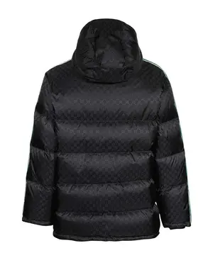 Gucci Jumbo Gg Hooded Jacket With Striped Sleeves