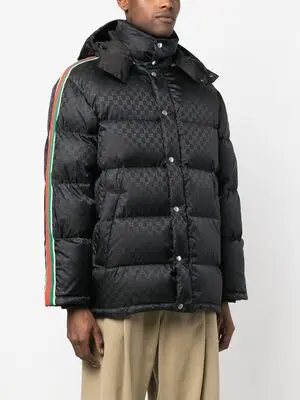 Gucci Jumbo Gg Hooded Jacket With Striped Sleeves