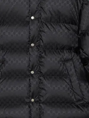 Gucci Jumbo Gg Hooded Jacket With Striped Sleeves