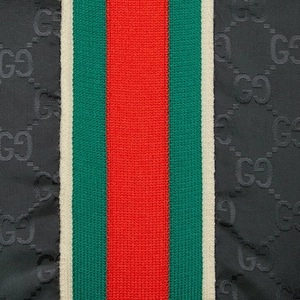 Gucci Jumbo Gg Hooded Jacket With Striped Sleeves