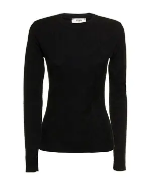 Fendi Logo-embellished Knitted Top - Black