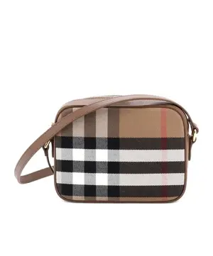 Burberry House Check Canvas Small Camera Bag - Brown