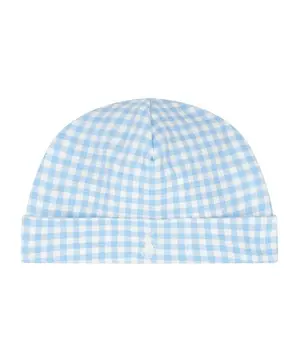 Polo Ralph Lauren Gingham Plaid Footed Jumpsuit And Hat Set